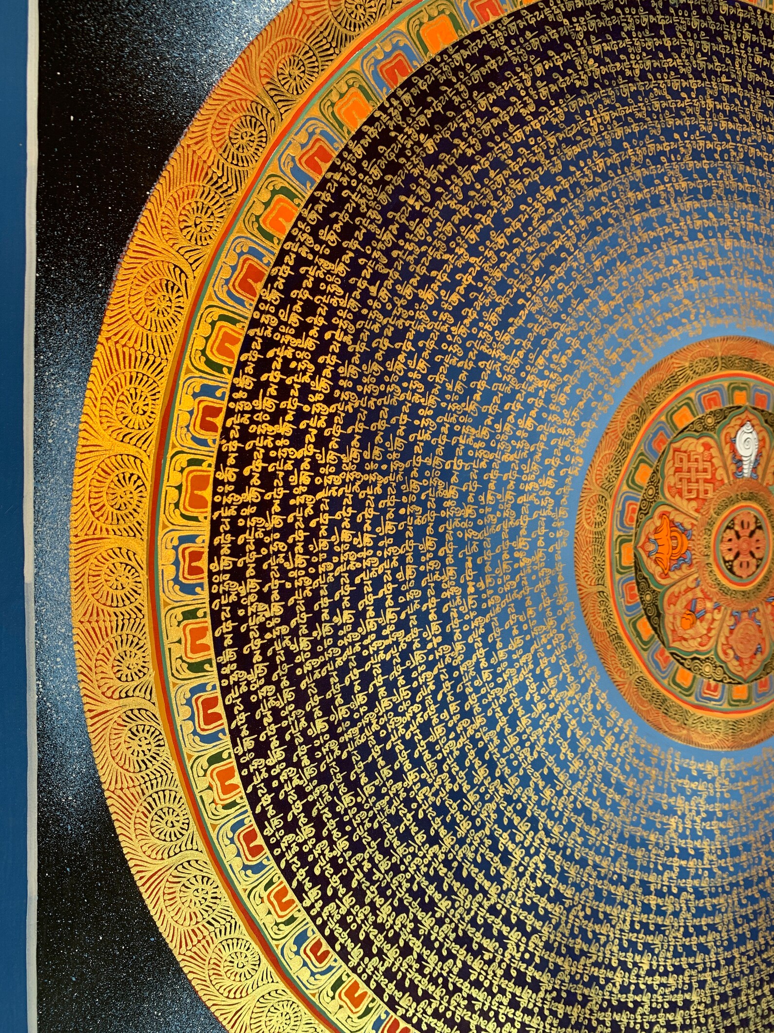 80x80 Cm Colorful Mantra/ Prayer Mandala, Om Mandala Thangka, Tibetan ...