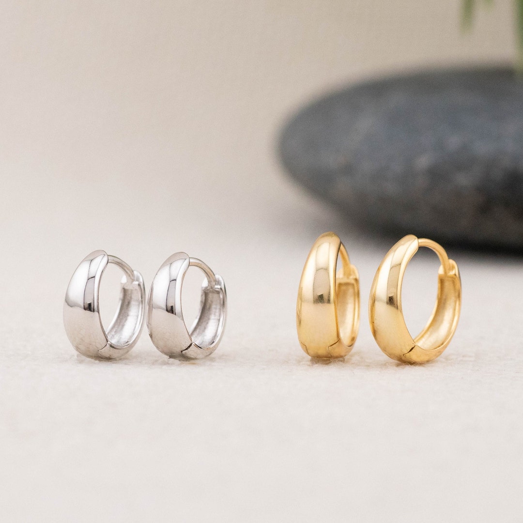 Huggie Earrings, Small Hoop Earrings Set, Tiny Hoop Earrings, 925 Solid Sterling Silver Chunky ...