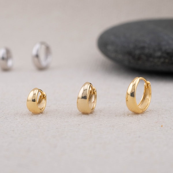 Small Gold Tapered Hoop Earrings - Etsy