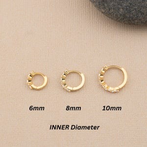 Diamond Huggie Hoop Earrings, 14K Gold CZ Cartilage Hoop, 6mm, 8mm, 10mm Hoop, Girlfriend Gift ...