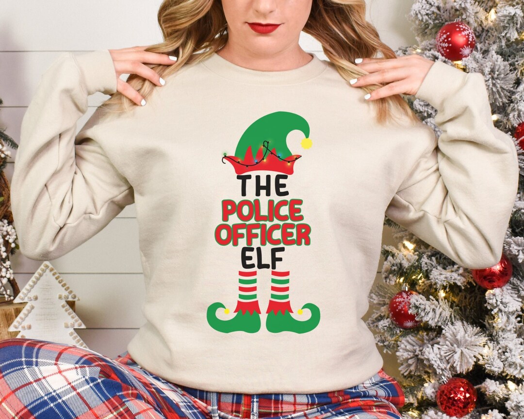 Christmas Police Officer Elf Sweatshirt. Holiday Gift or - Etsy