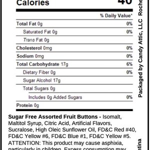 Sugar Free Assorted Fruit Buttons Candy ~ Zero Sugar ~ 10 Ounce ...