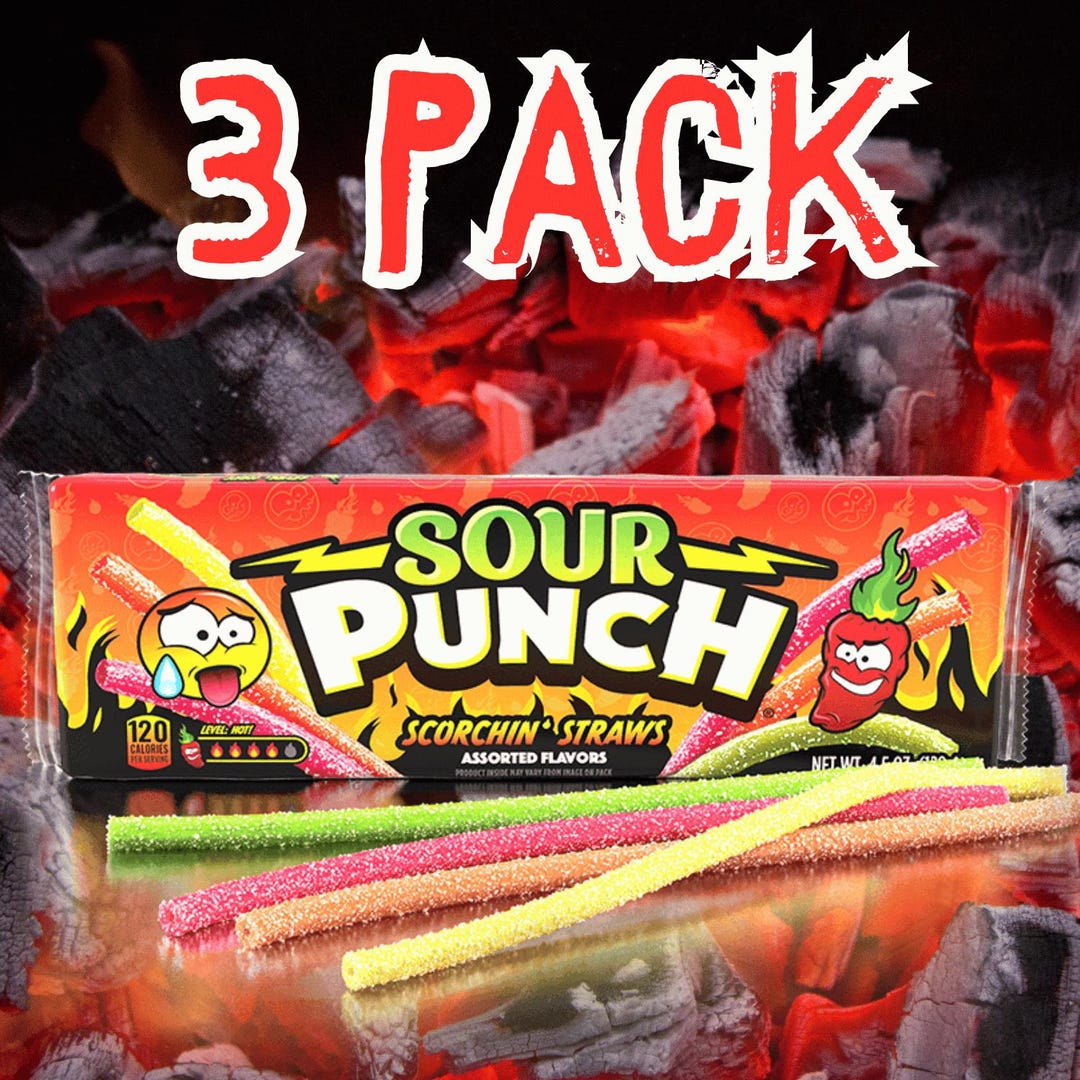 Sour Punch Scorchin' Straws ~ NEW!!! 3 Trays of Sour Punch Hot Spicy ...