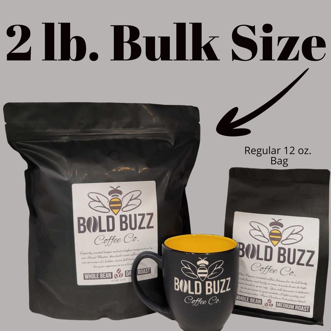 2 LB. Bulk Bag Whole Bean or Ground Dark, Medium or Light Roast Coffee ...