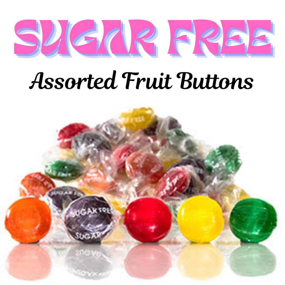 Sugar Free Assorted Fruit Buttons Candy Zero Sugar 10 Ounce Resealable ...