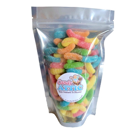 Sour Mini Neon Worms Sour Gummy Worms Candy Gift Idea 14 - Etsy