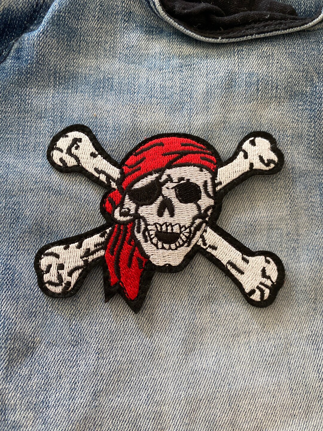 Pirate Skull Iron on Patch for Denim Jacket Skull Cross Bone Festival ...
