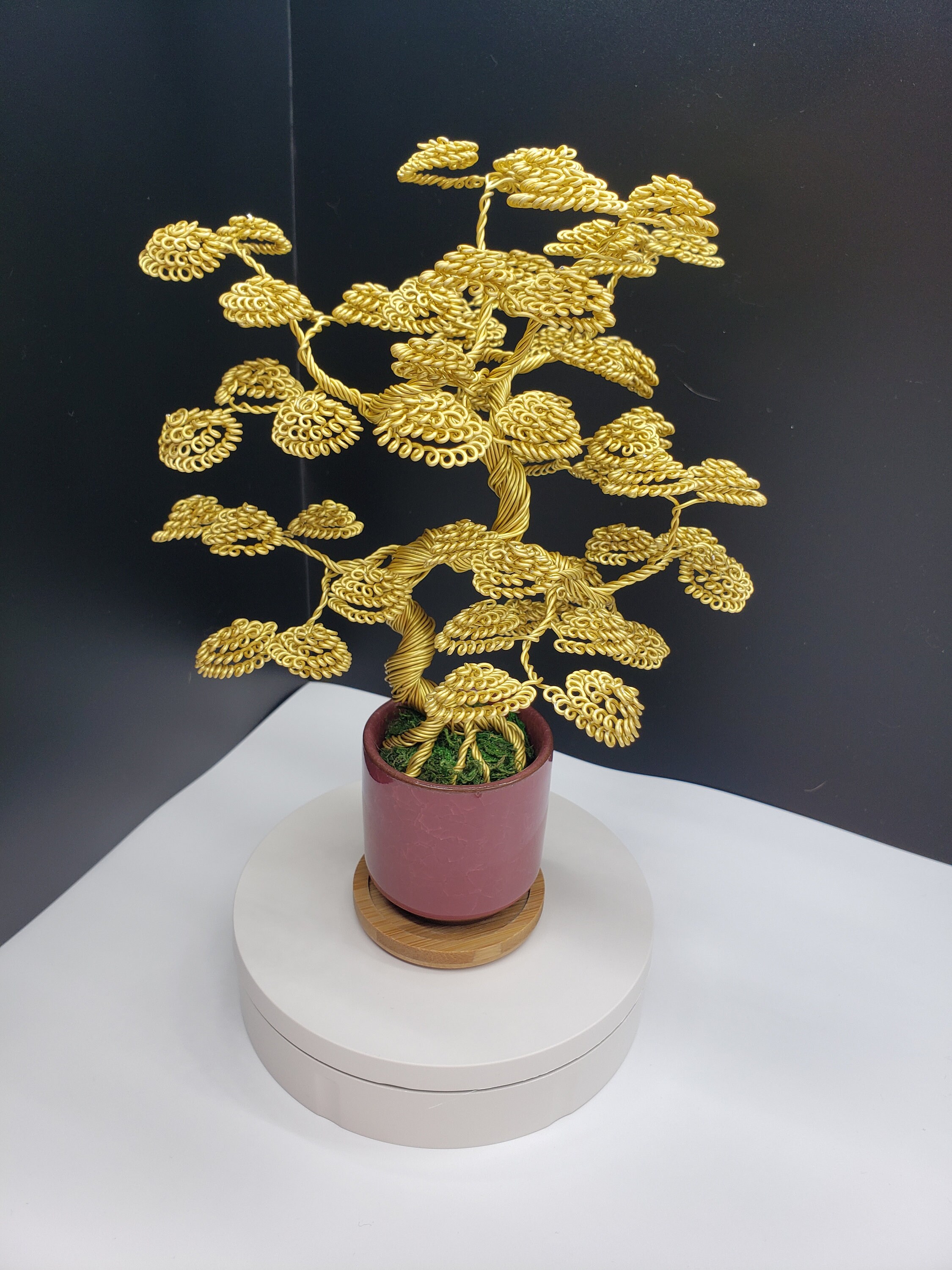 Gold Wire Bonsai Tree in Red Ceramic Pot - Etsy