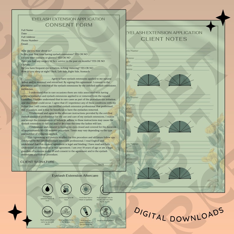 Eyelash Extension Forms Client Consent Form Client Notes - Etsy