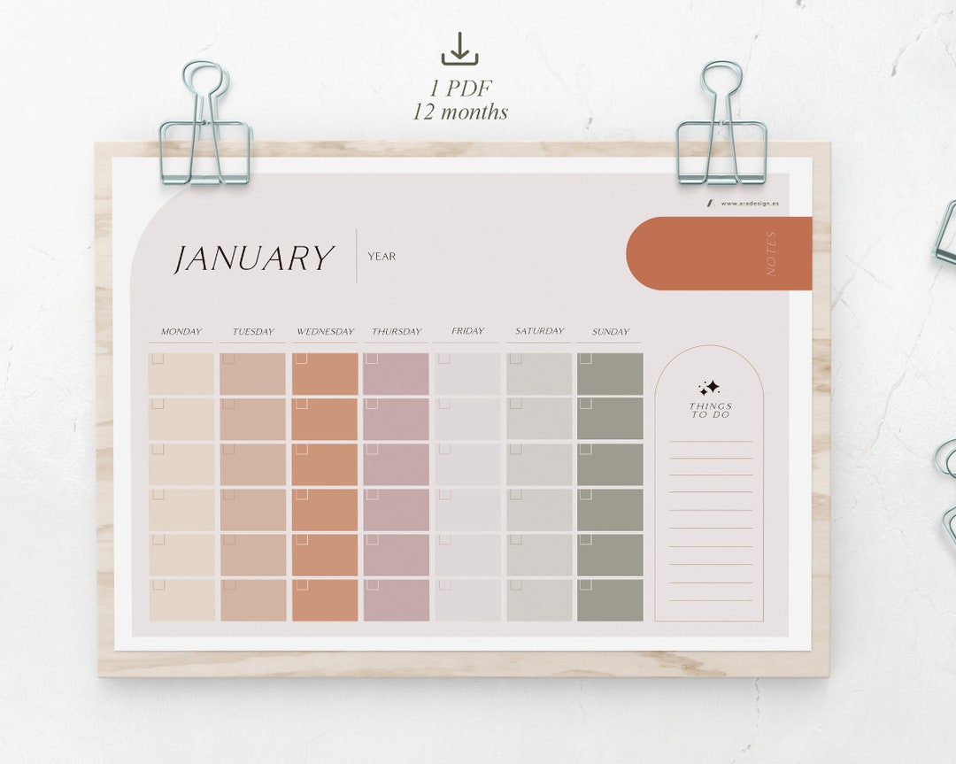 Perpetual Calendar With List and Notes - Etsy