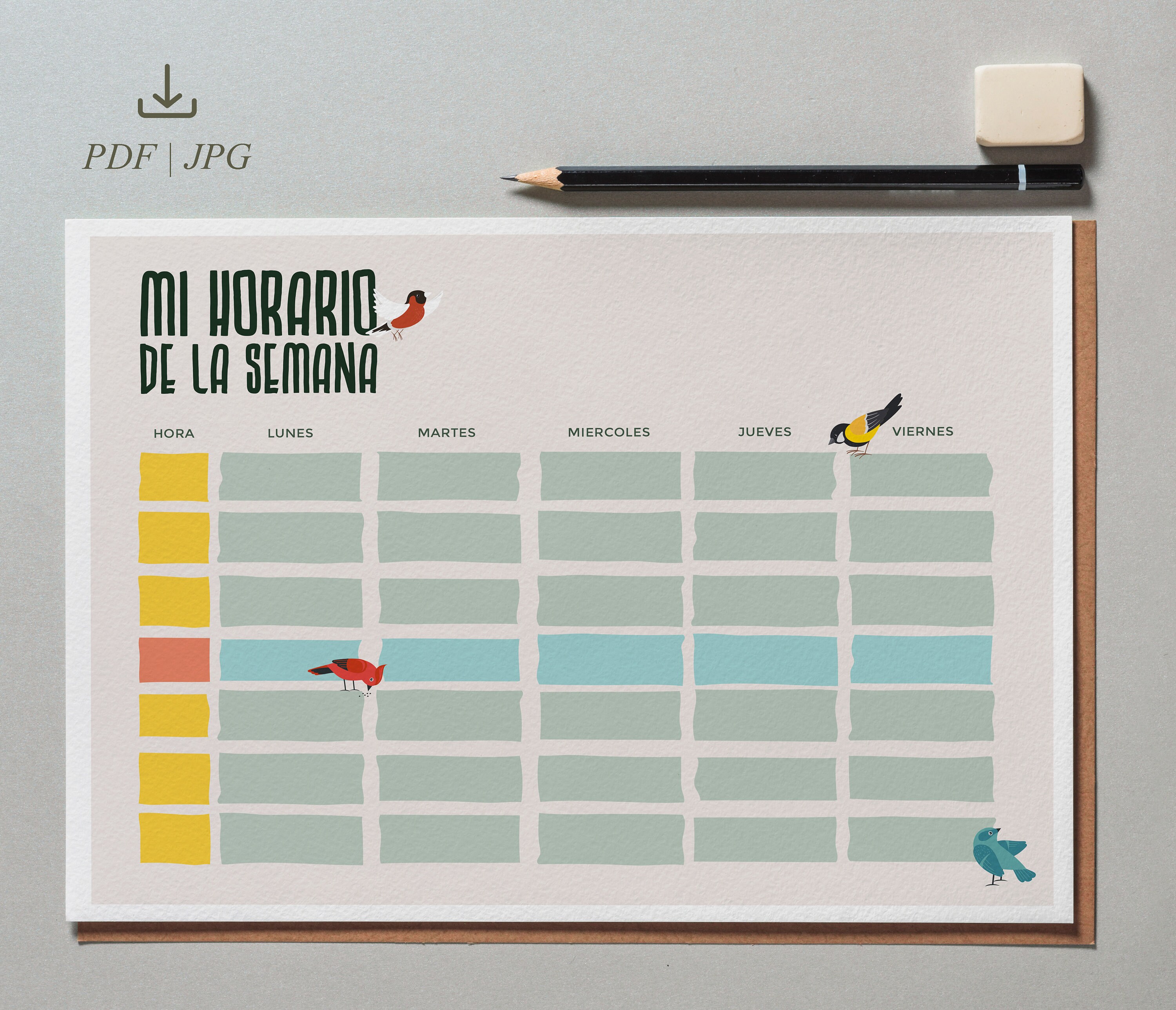 Schedule of the Week, School Schedule in Spanish, Week Planner, Plan of ...