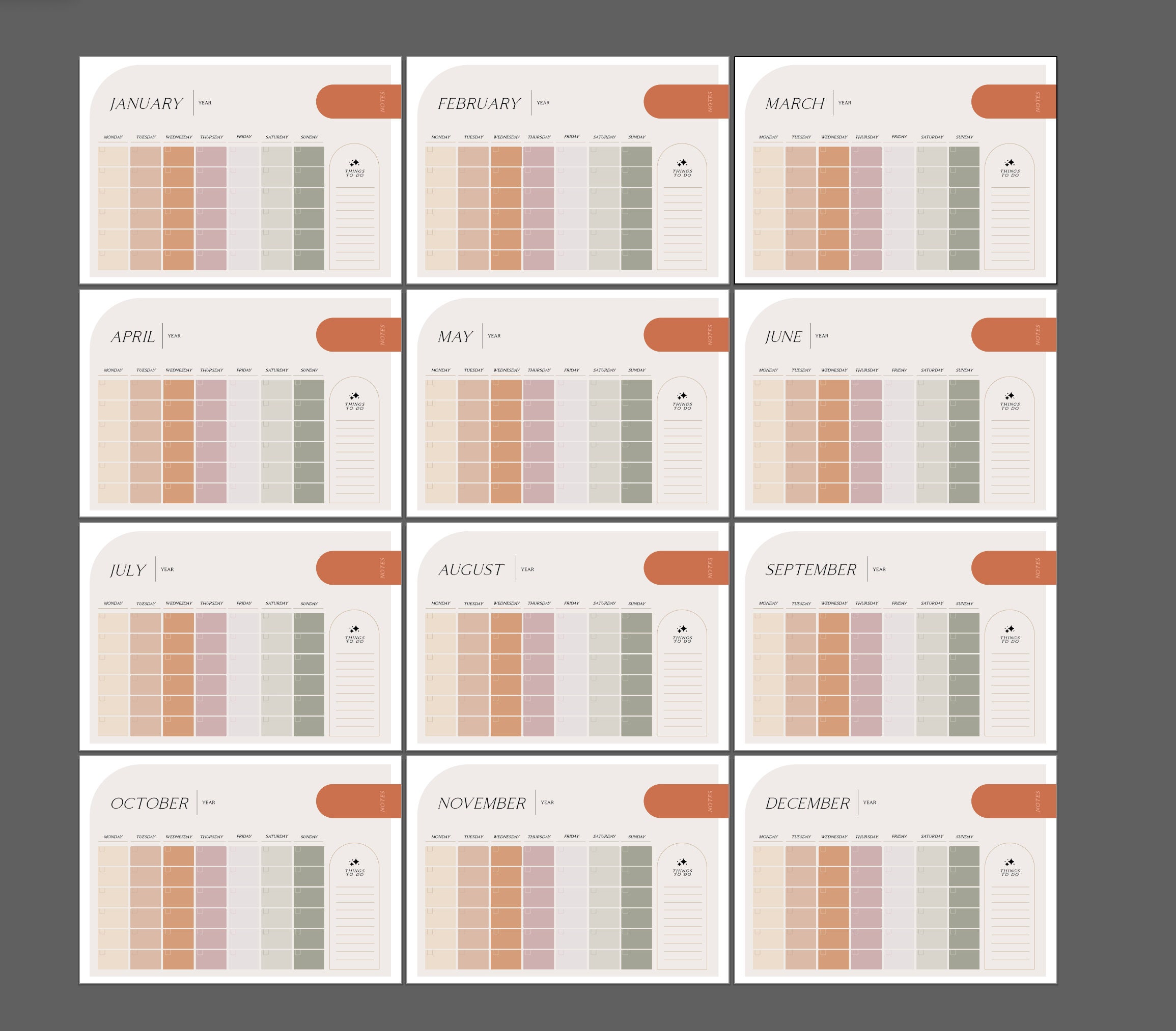 Perpetual Calendar With List and Notes - Etsy