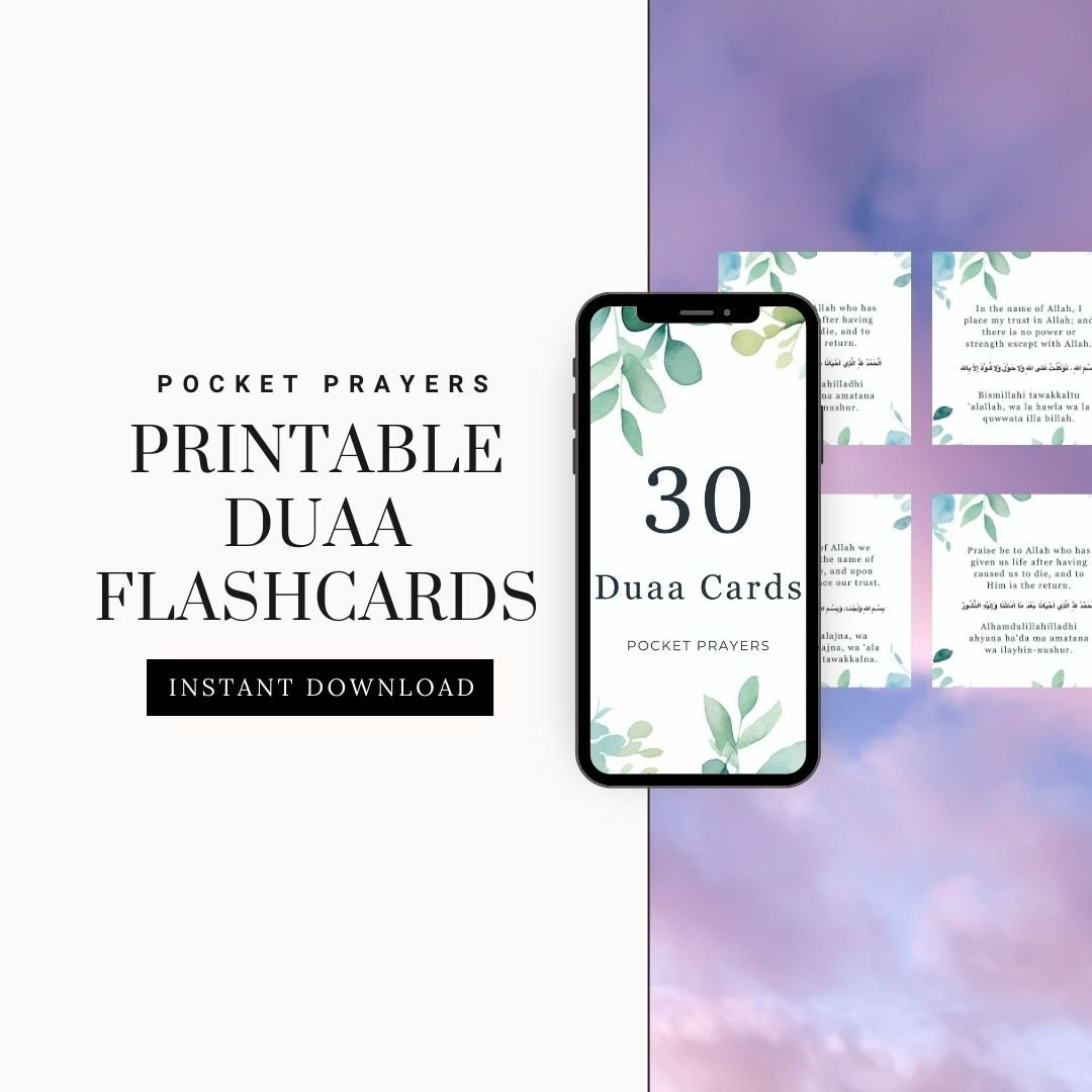 Pocket Prayers, Printable Islamic Duaa Flashcards: Essential Prayers ...