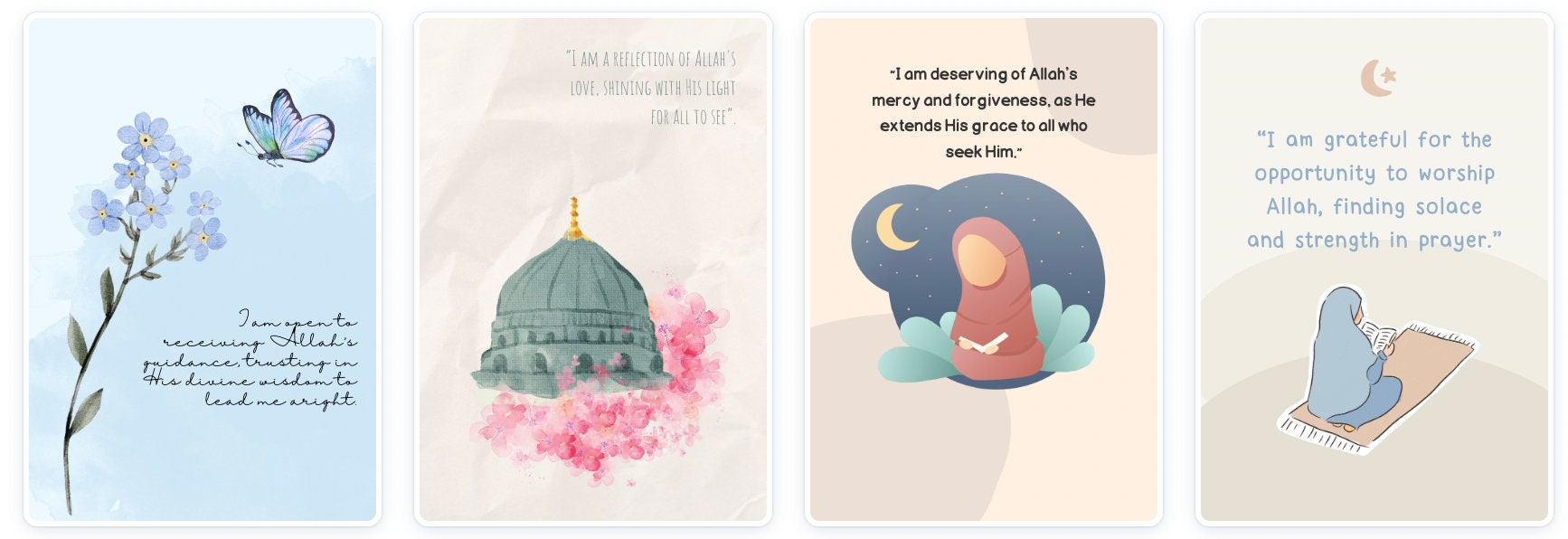 50 Daily Positive Affirmations for Muslim Hearts, Printable Islamic ...