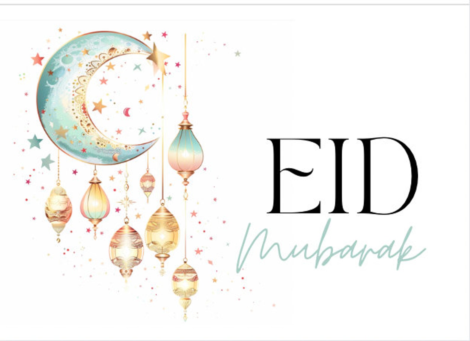 Eid Card Printable, Eid Card Digital, Eid Greeting Card, Eid Mubarak ...