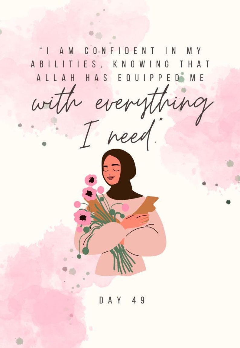 50 Daily Positive Affirmations for Muslim Hearts, Printable Islamic ...