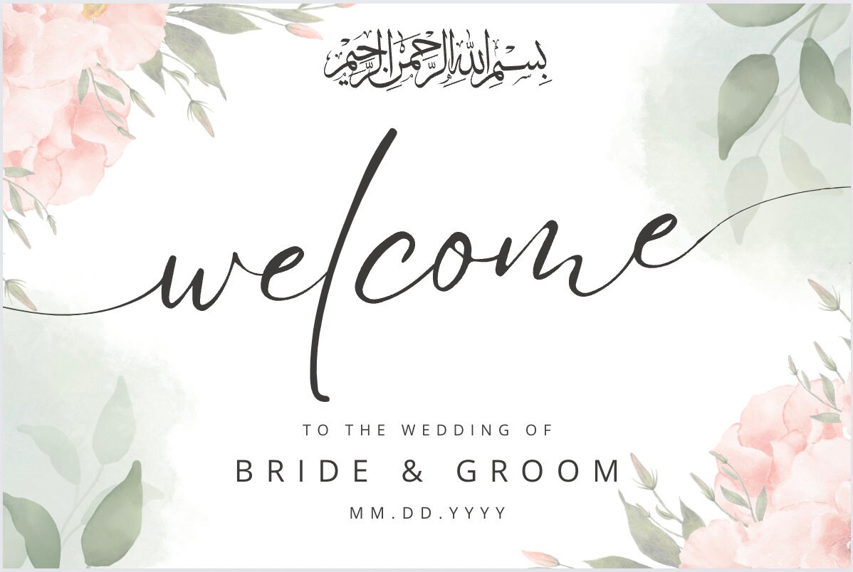 Modern Islamic Wedding Welcome Sign Template, Printable Wedding Signage ...