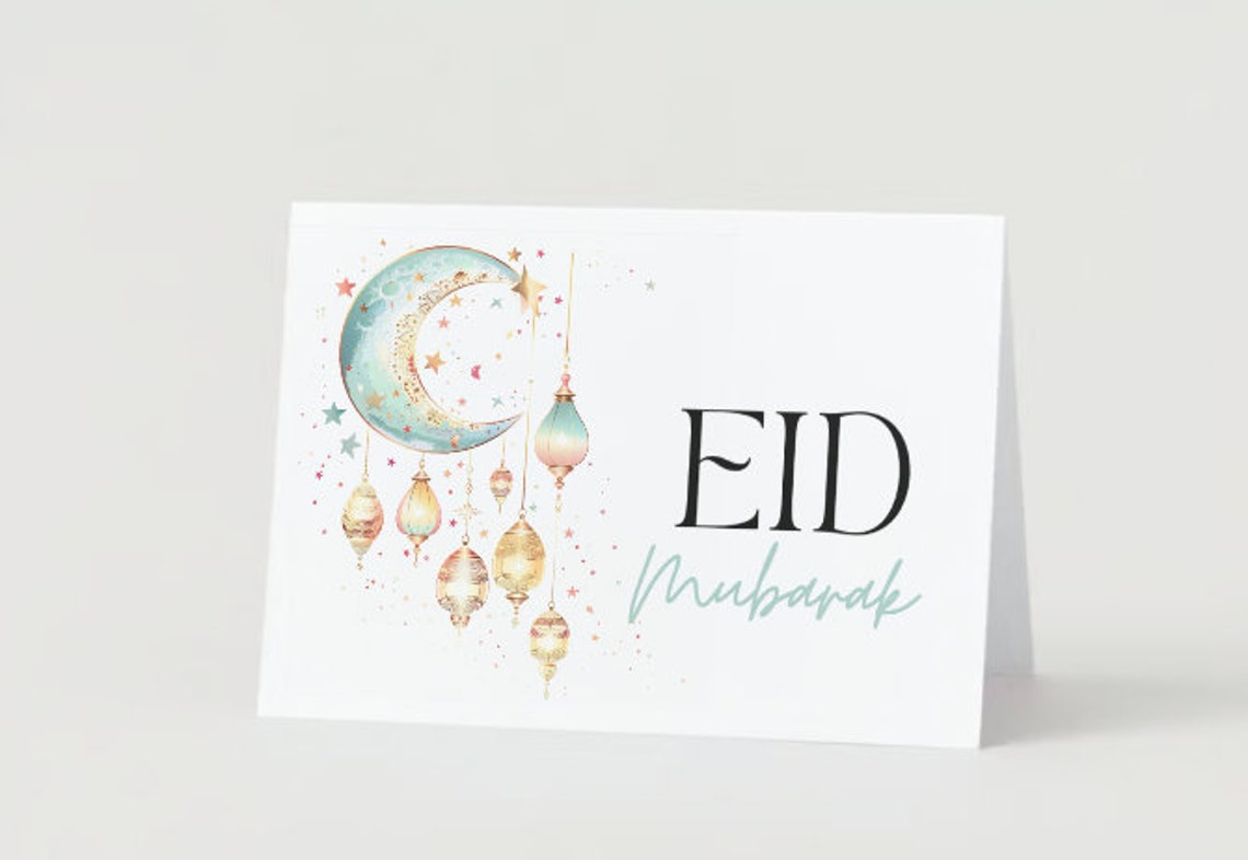 Eid Card Printable, Eid Card Digital, Eid Greeting Card, Eid Mubarak ...