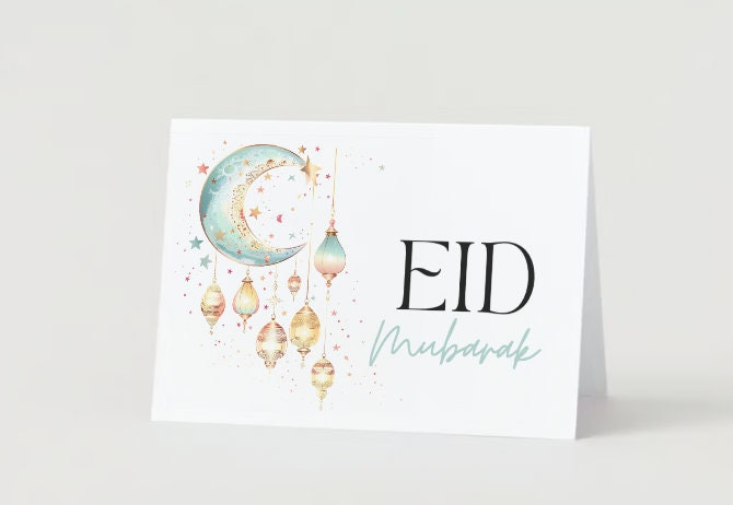 Eid Card Printable, Eid Card Digital, Eid Greeting Card, Eid Mubarak ...