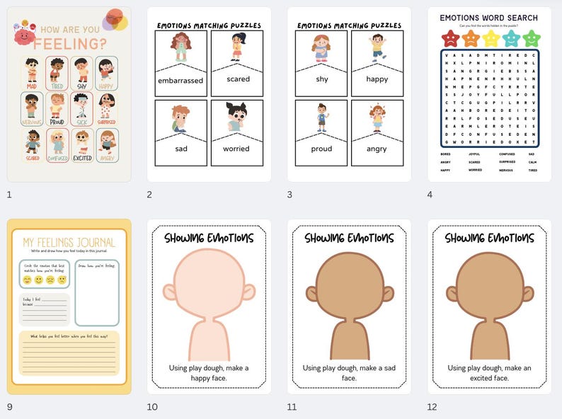 Emotions and Feelings Activity Pages for Kids | Printable Social ...