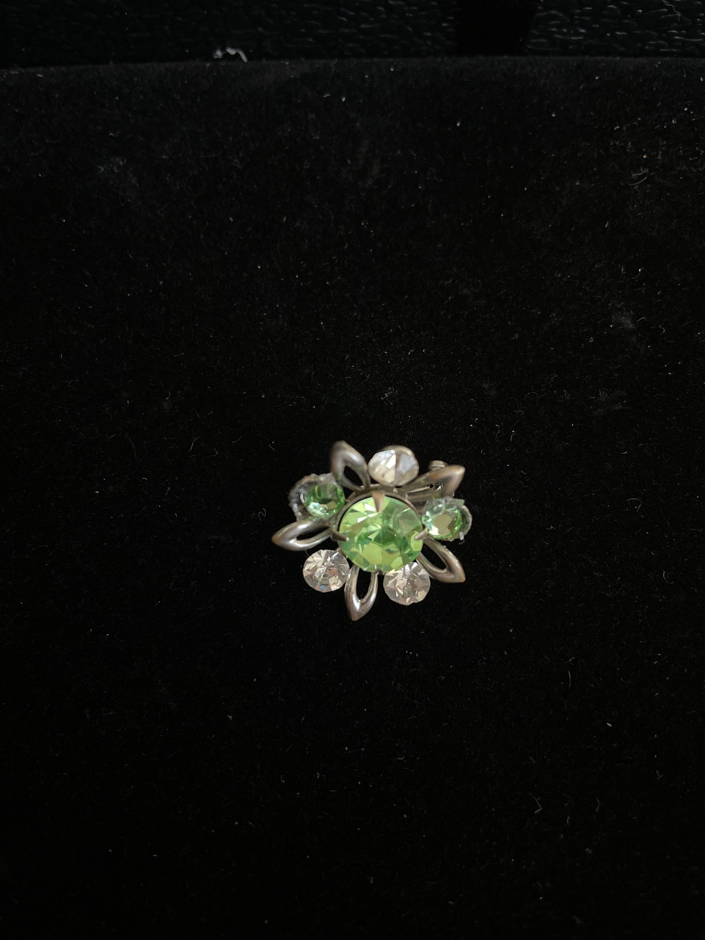 Vintage Czech Rare Round Green Stone Pin. - Etsy