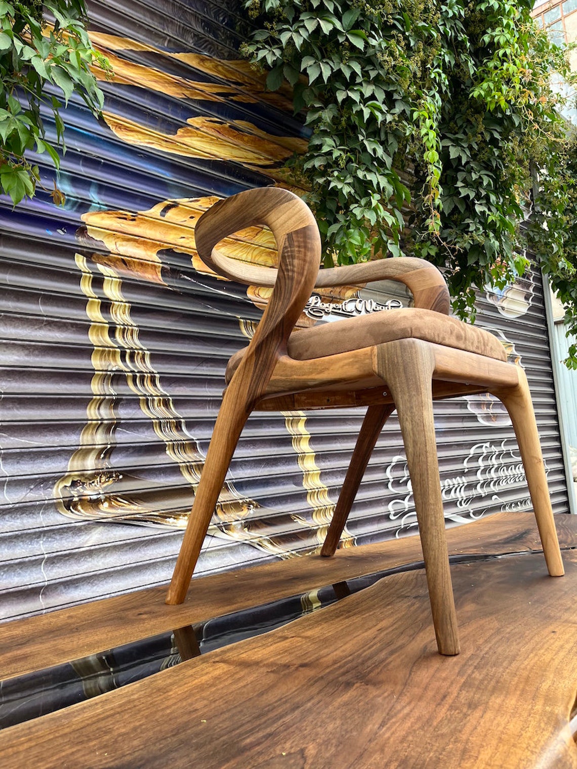 Walnut Leather Chair Natural Walnut Wood Modern Dining Chairs - Etsy