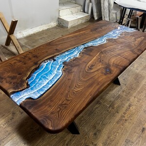 Custom Ocean Resin River Table Live Edge Wood, Decorative Design - Etsy