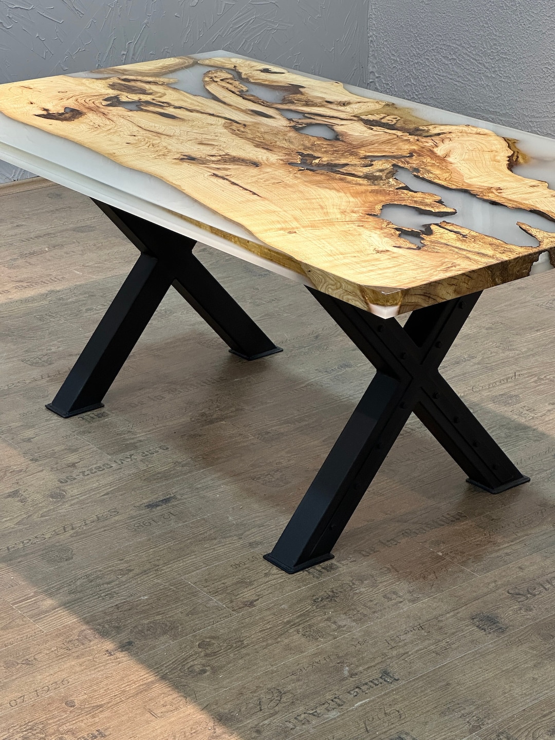 Custom Order Epoxy Table , Ash Wood Epoxy Dining Table , Natural Wood ...