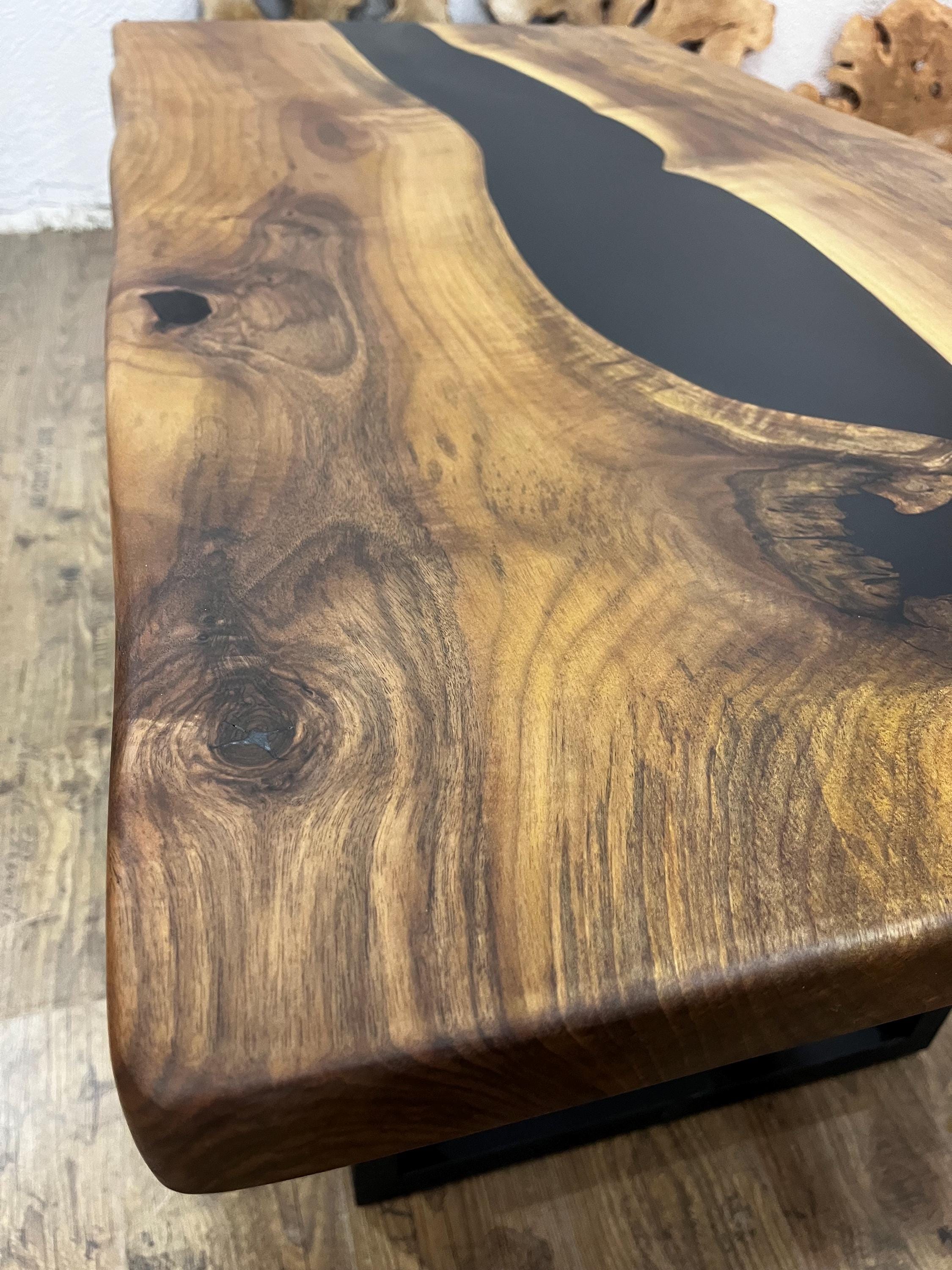 Custom Black Epoxy River Table Walnut Live Edge Dining Table - Etsy