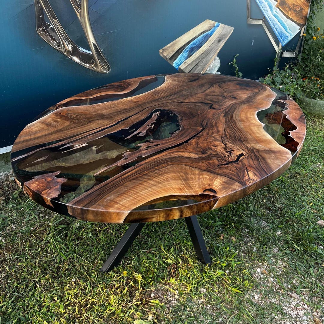 Custom Oval Epoxy Dining Table Special Design Pedestal Table - Etsy