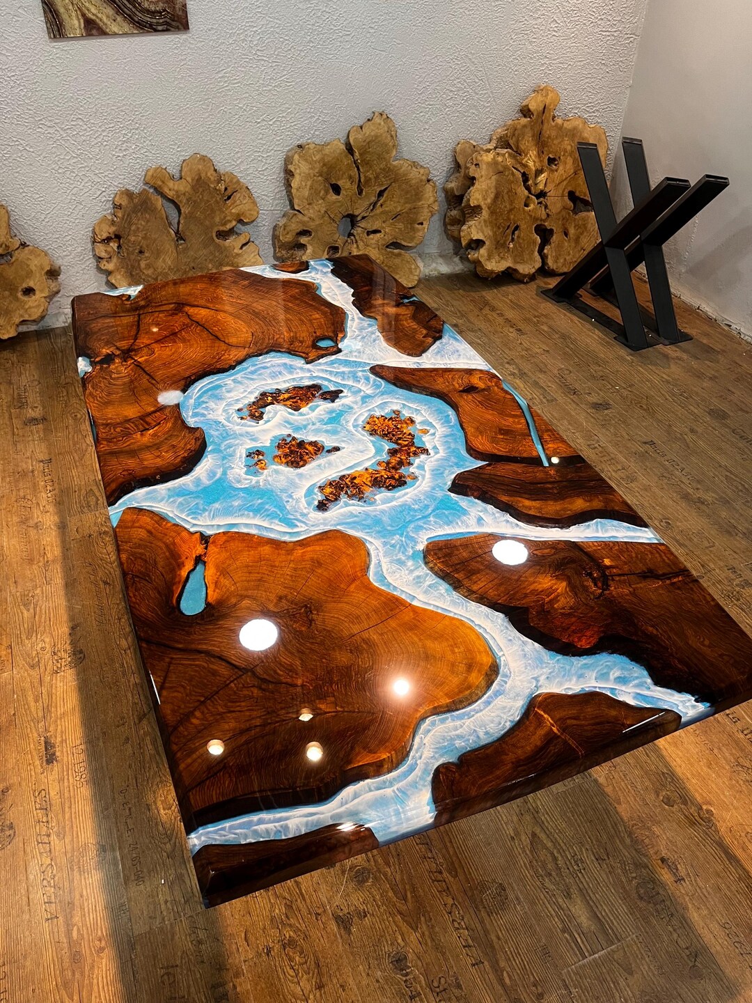 Custom Walnut Epoxy River Table Ocean Wave Resin Design - Etsy