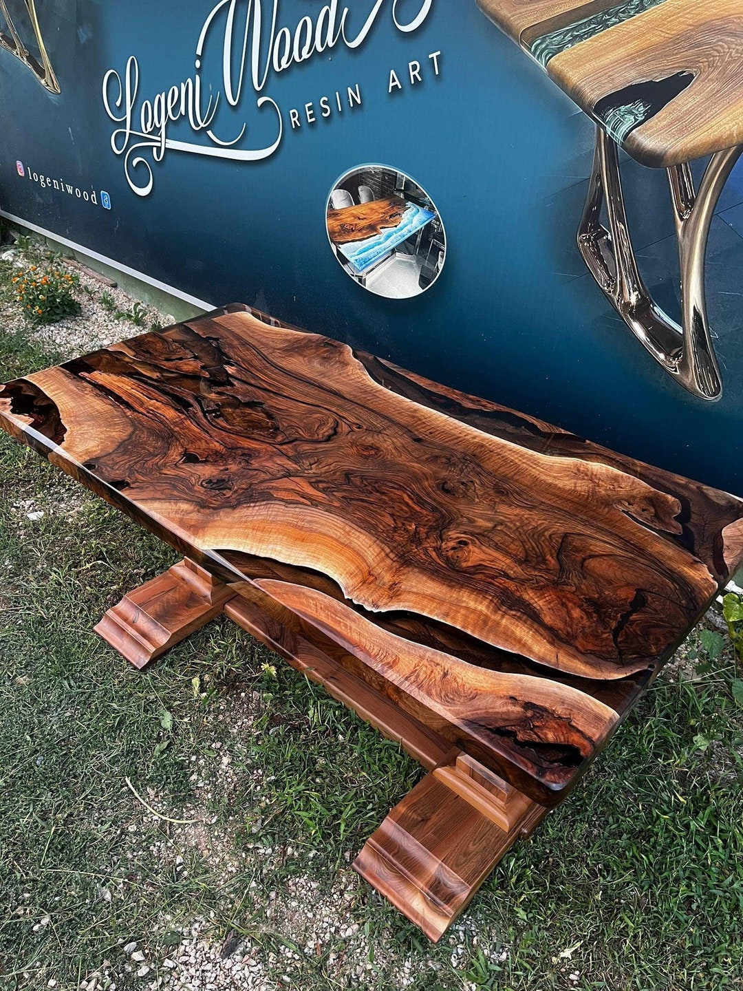 Made to Order Walnut Slab Epoxy Resin Table Living Room Table - Etsy