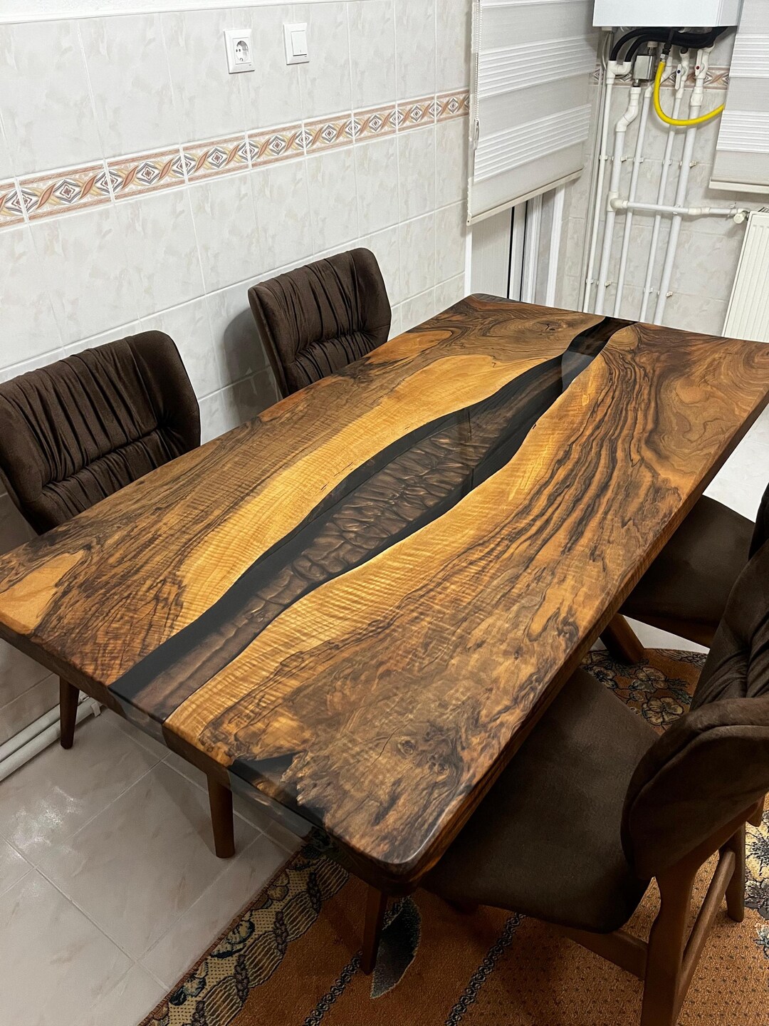 Made to Order , Walnut Slab Epoxy Table , Epoxy Dining Table , Living ...