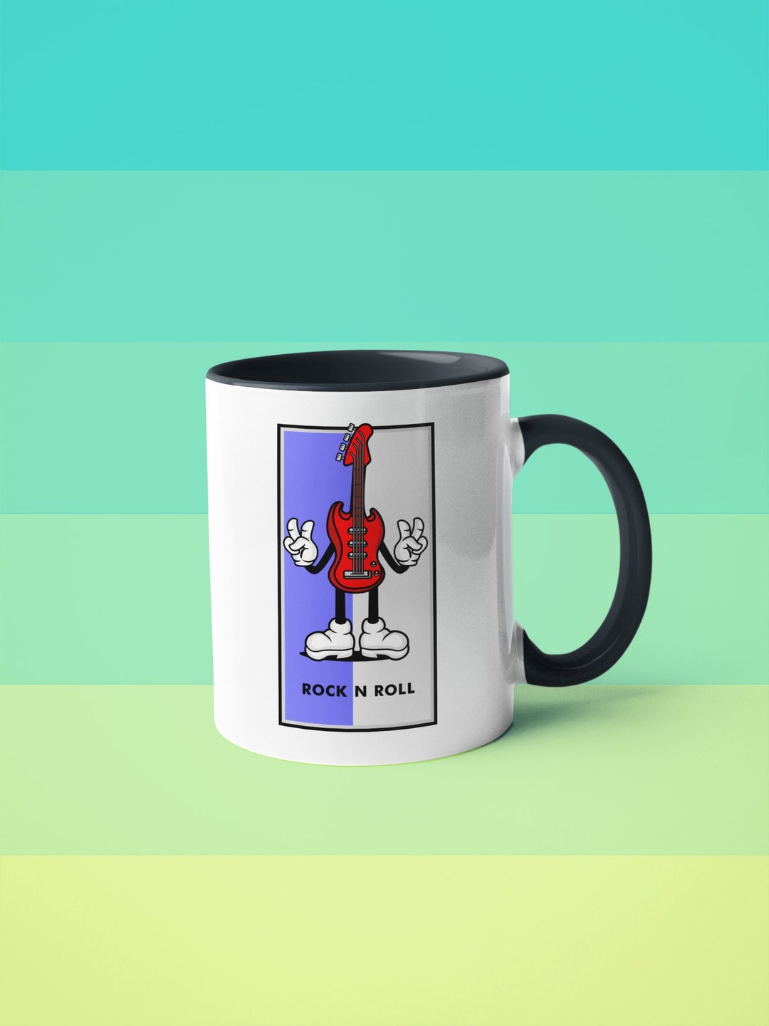 Rock N Roll Guitar Ceramic Mug - Rock and Roll Mug - Rock N Roll Mug ...