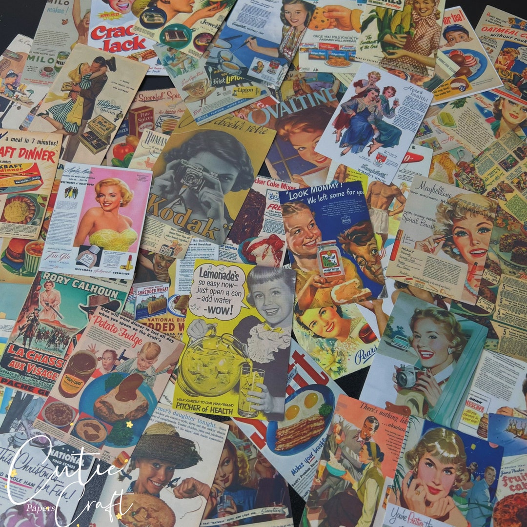 VINTAGE POSTER Stickers, 60 Retro Magazine Poster Stickers, Vintage ...