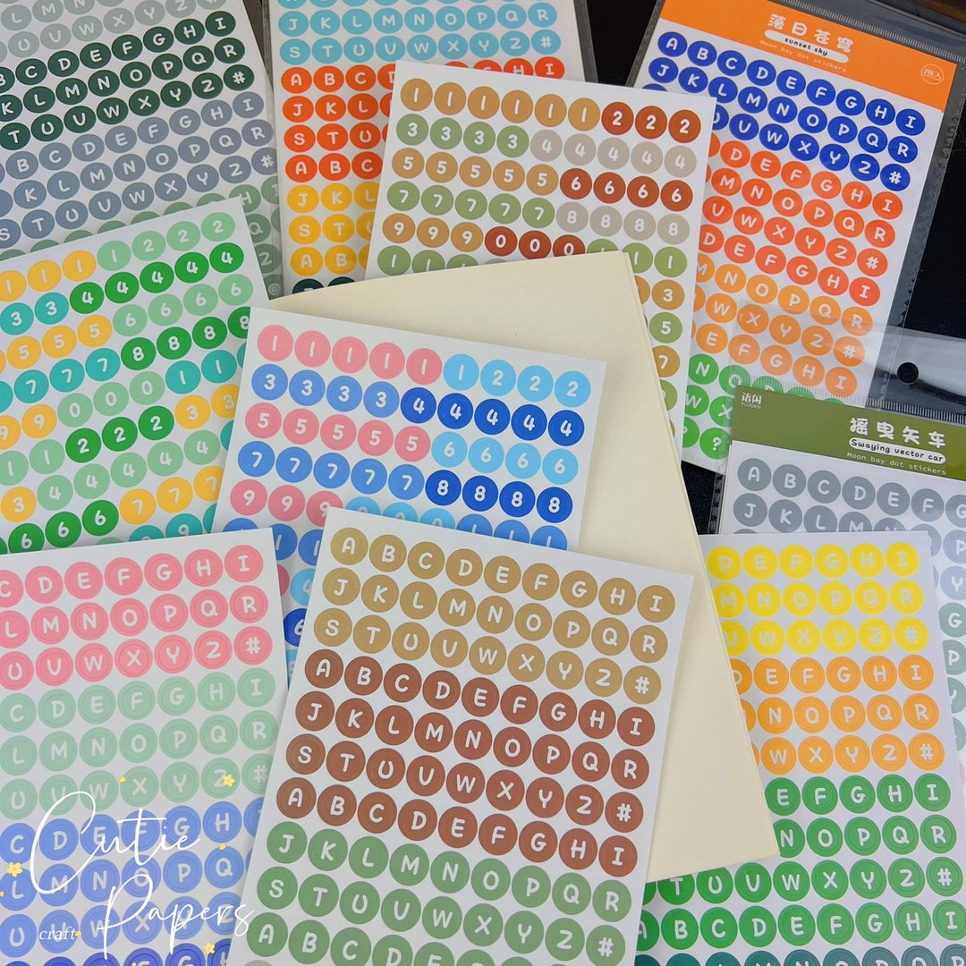 Alphabet Sticker Sheets Colorful Alphabet and Number Sticker - Etsy