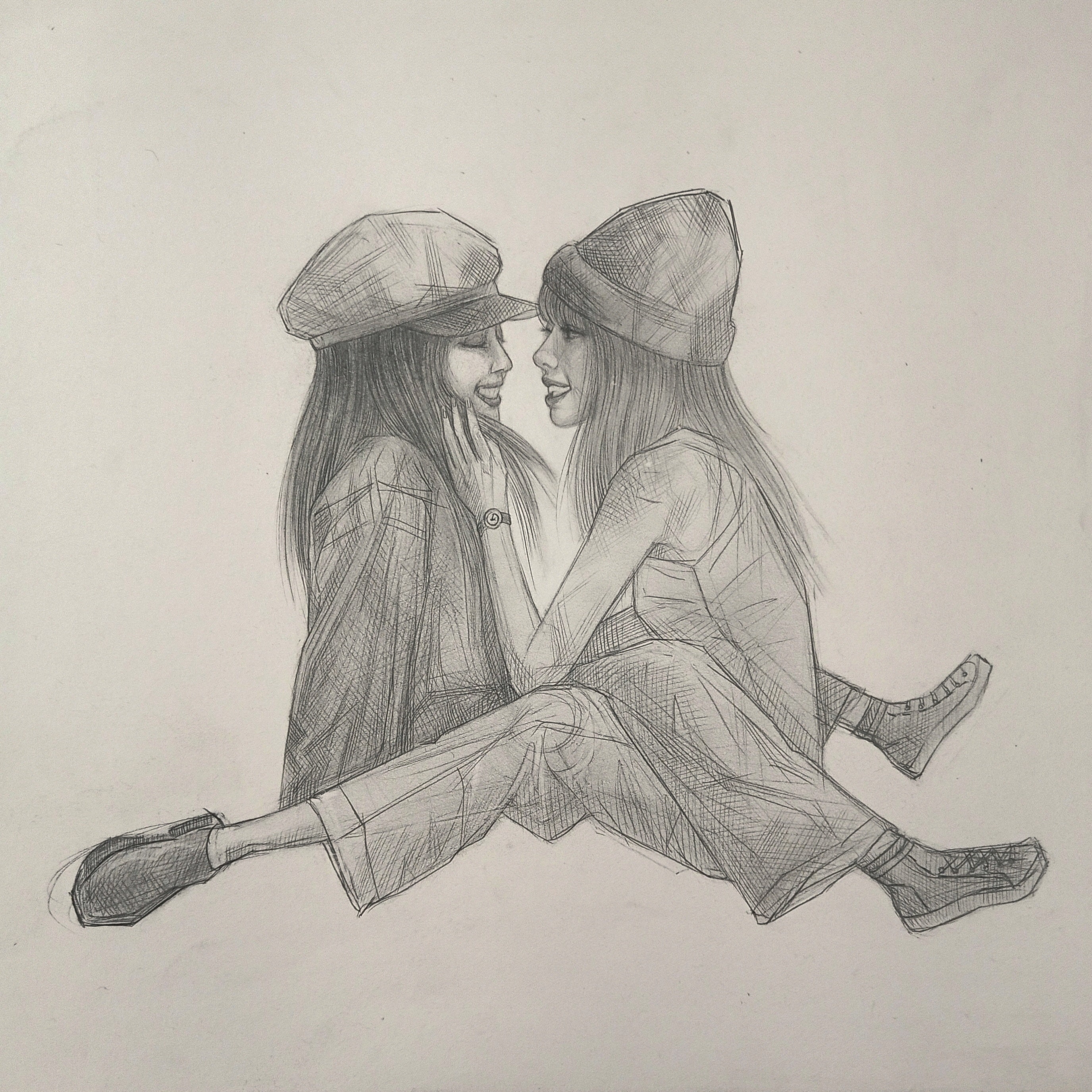 Jenlisa Fanart blackpink Jennie and Lisa Pencil Sketch - Etsy