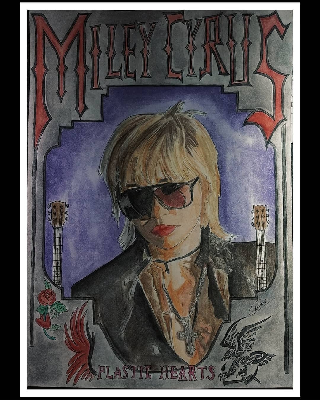 Miley Cyrus Portrait, Miley Cyrus Fanart, Handpainted, Miley Cyrus ...