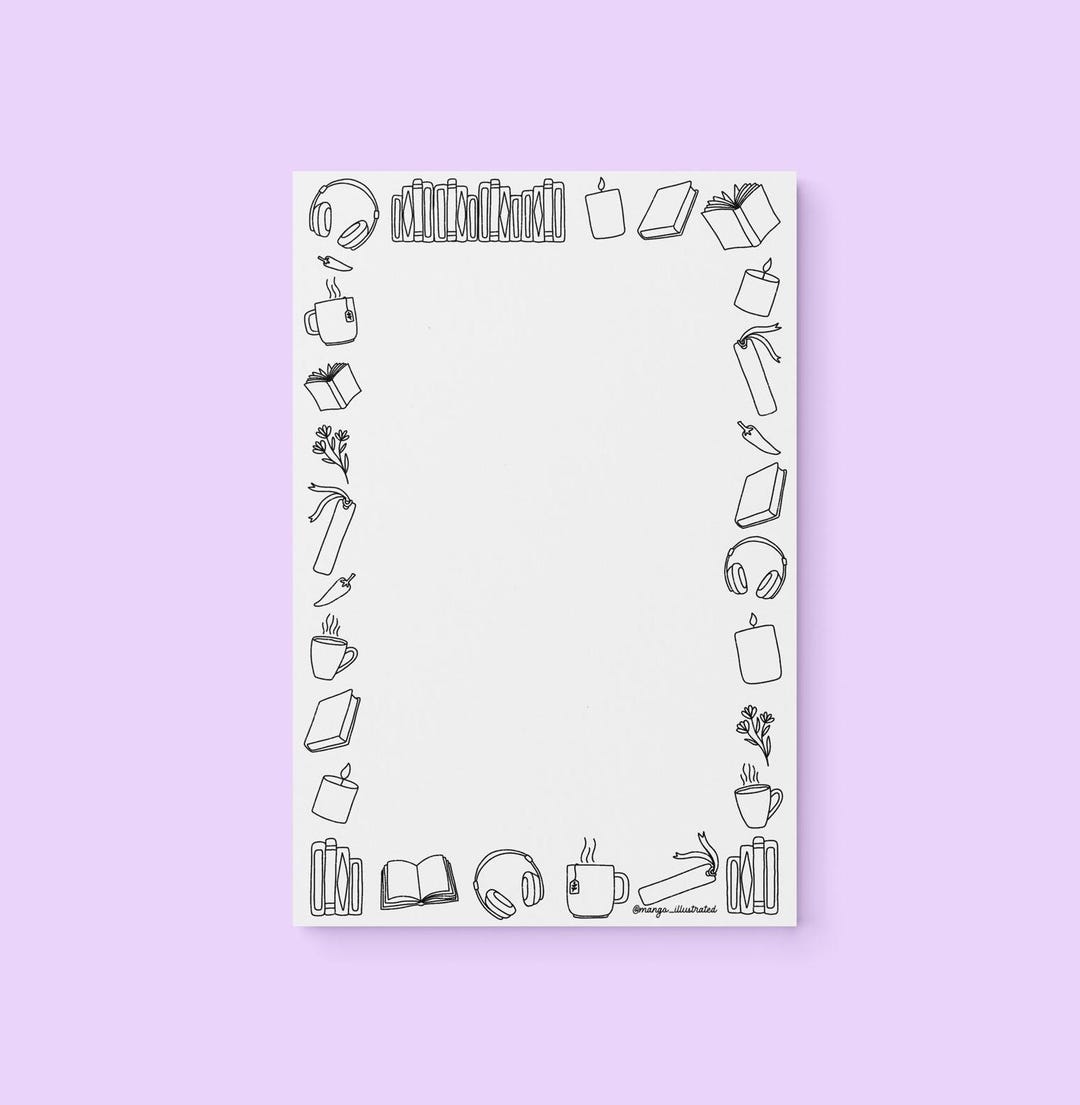 Book Doodles Color-in Notepad, Coloring Notepad, Bookish Notepad, Book ...