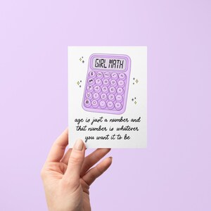 Girl Math Birthday Card, Age is Just a Number Birthday Card, Funny ...