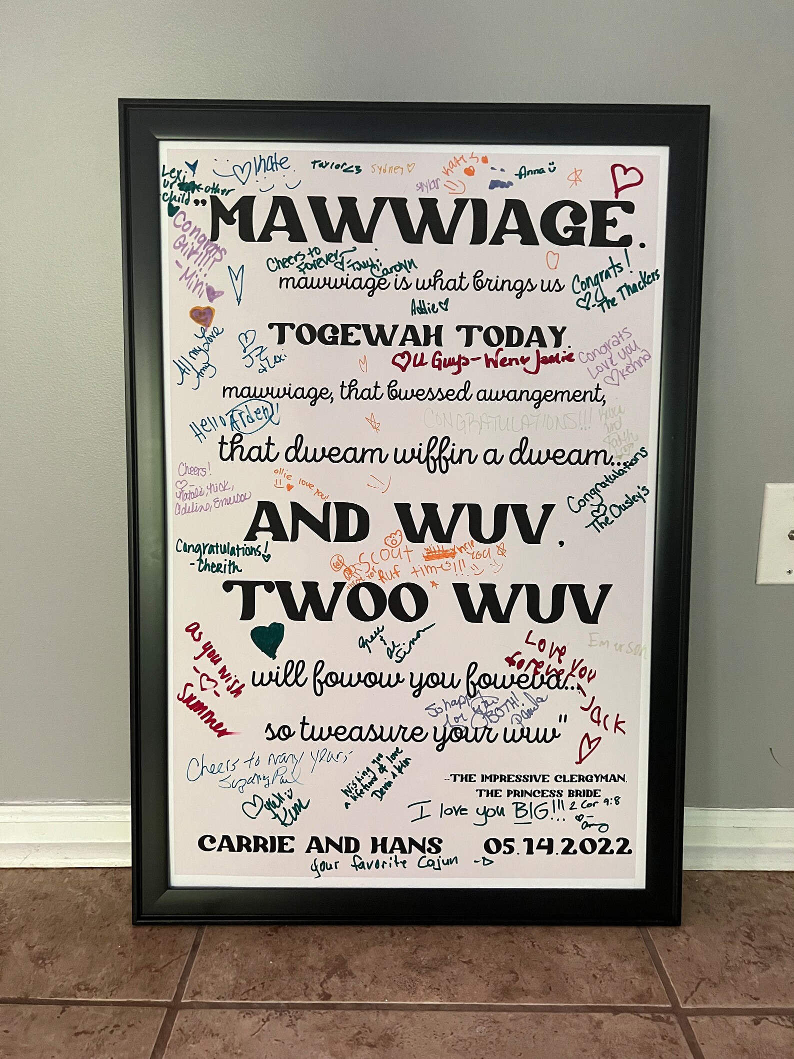 Personalized Princess Bride MAWWIAGE Poster, Alternative Wedding Guest ...