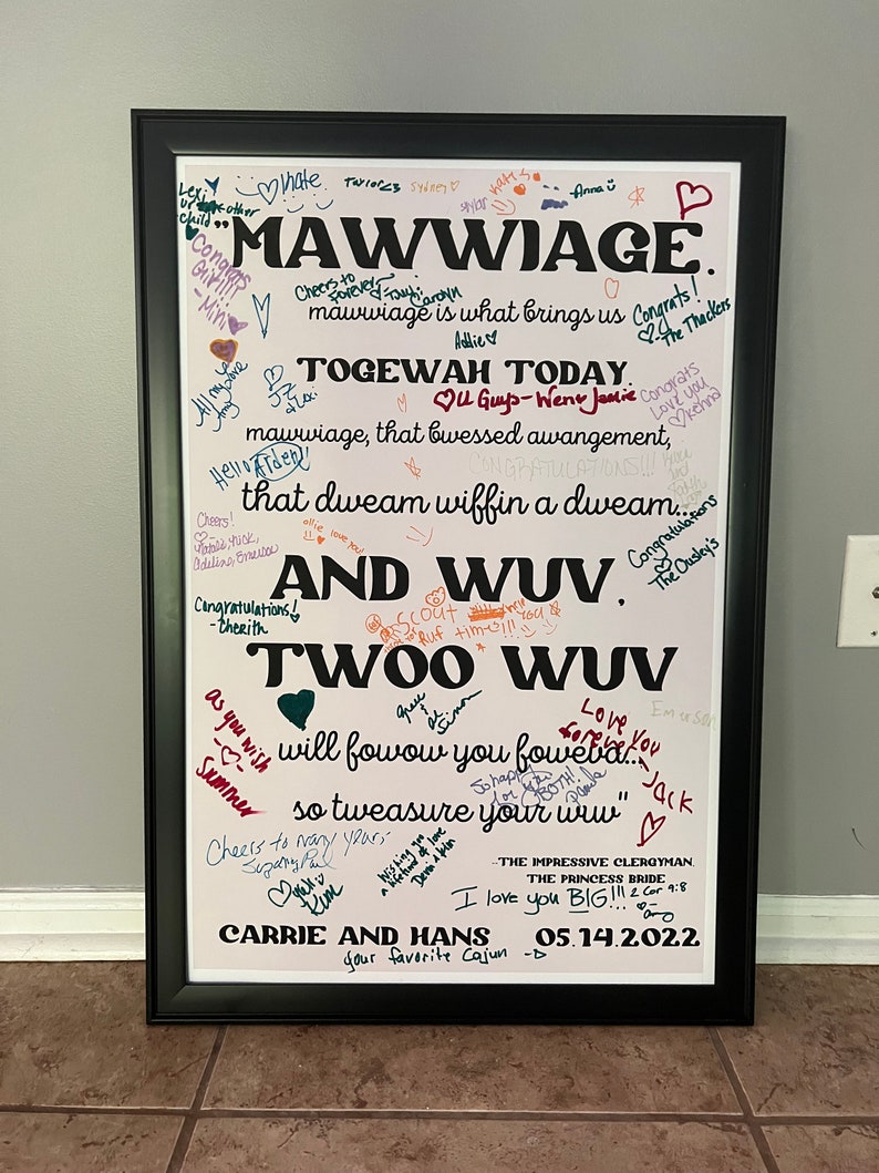 Personalized Princess Bride MAWWIAGE Poster, Alternative Wedding Guest ...