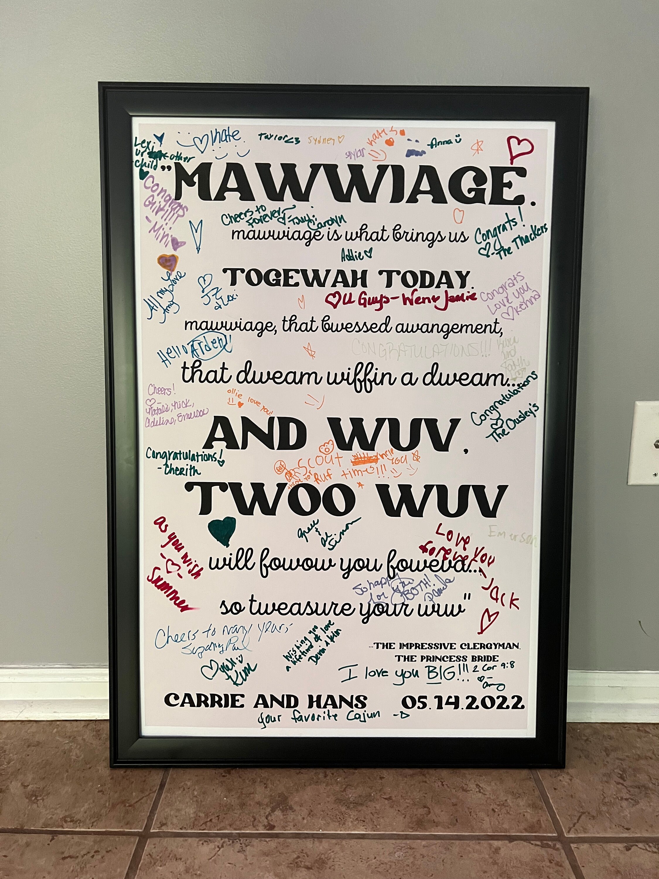Personalized Princess Bride MAWWIAGE Poster, Alternative Wedding Guest ...