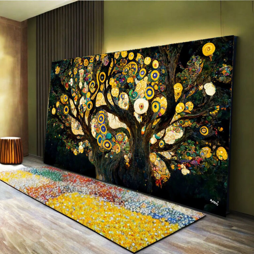 Gustav Klimt Style Trees Painting Art Print on Canvas - Etsy