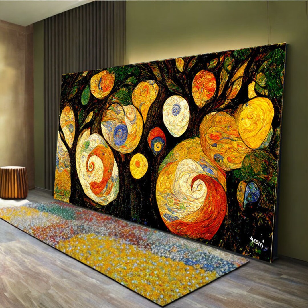 Gustav Klimt Style Trees Painting Art Print on Canvas - Etsy