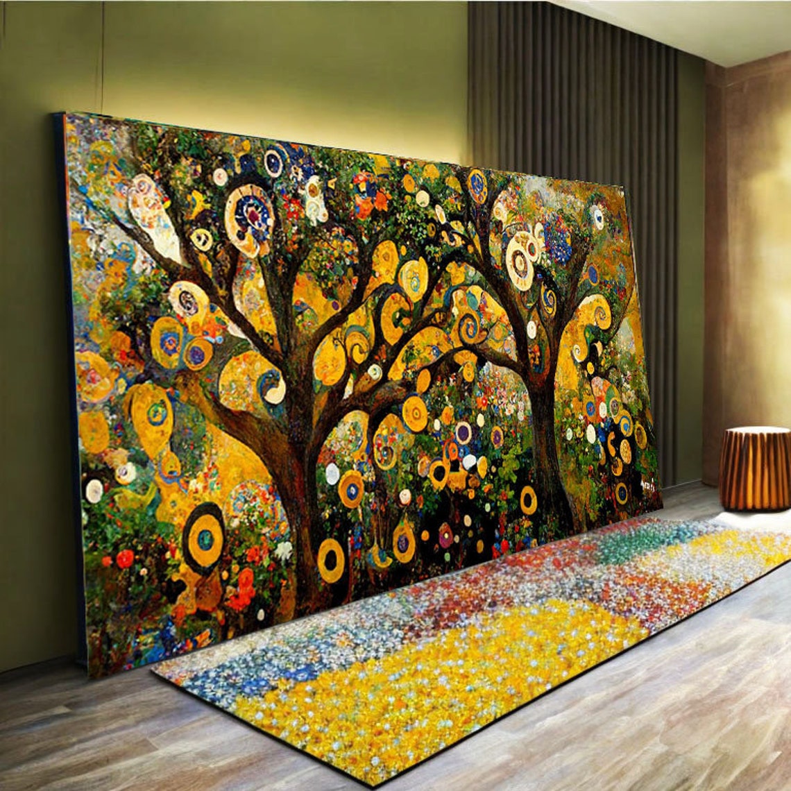 Gustav Klimt Style Trees Painting Art Print on Canvas - Etsy