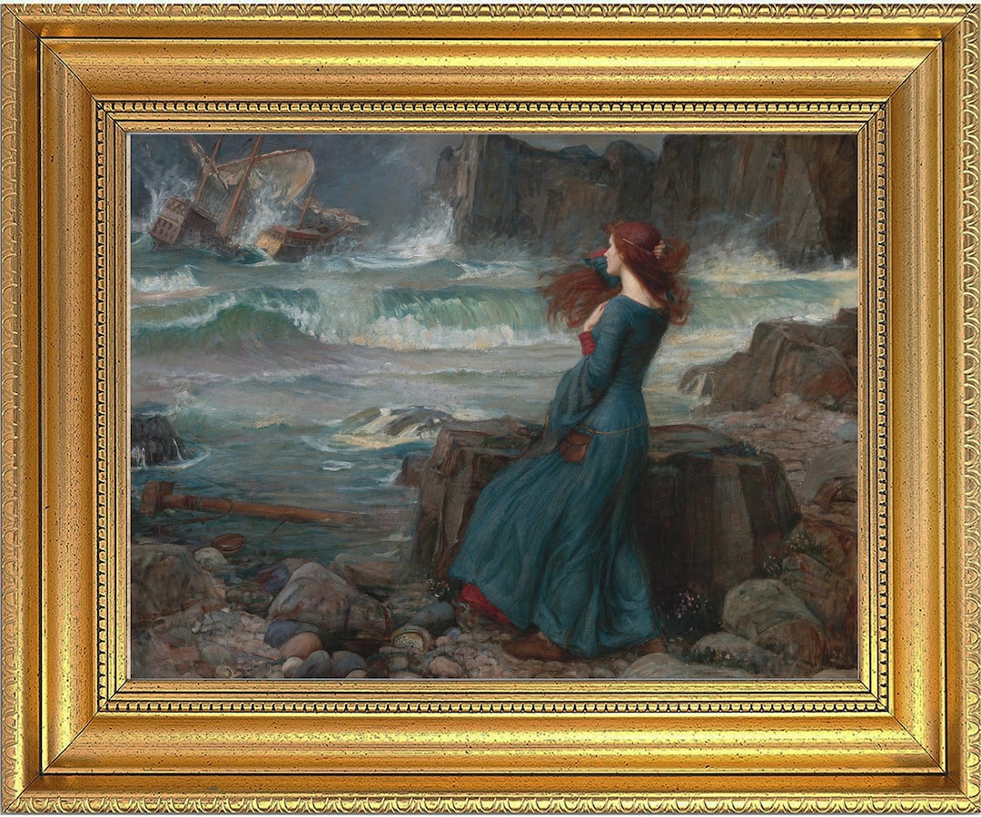 Miranda Oil Painting by John William Waterhouse Print on Canvas Framed ...