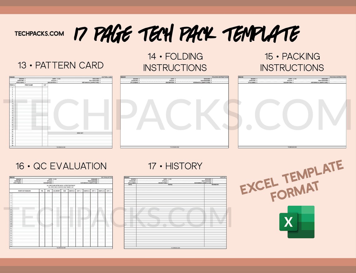 Apparel Tech Pack 17 Page Tech Pack Template Free How to - Etsy
