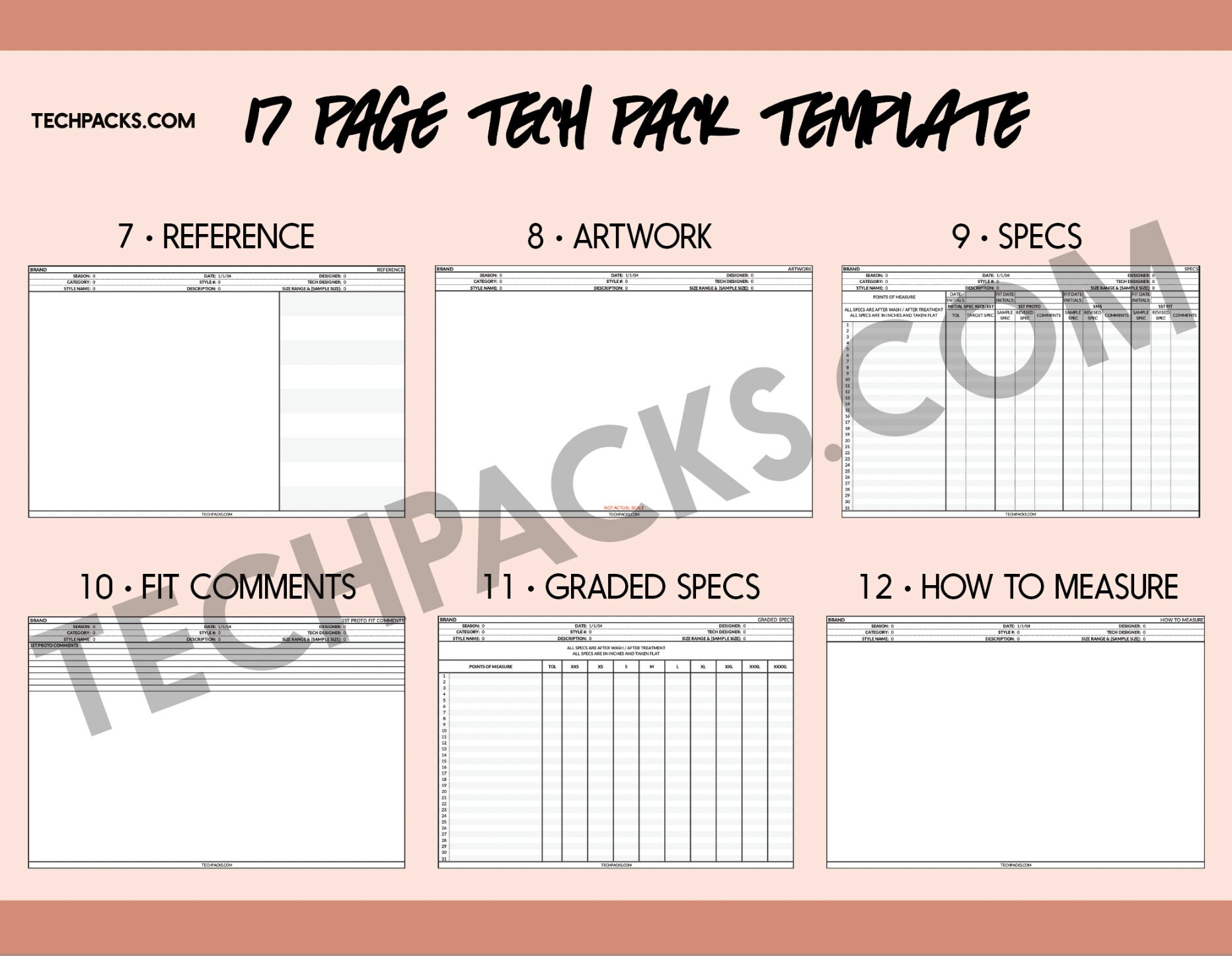 Apparel Tech Pack • 17 Page Tech Pack Template + Free How to Tech Pack ...