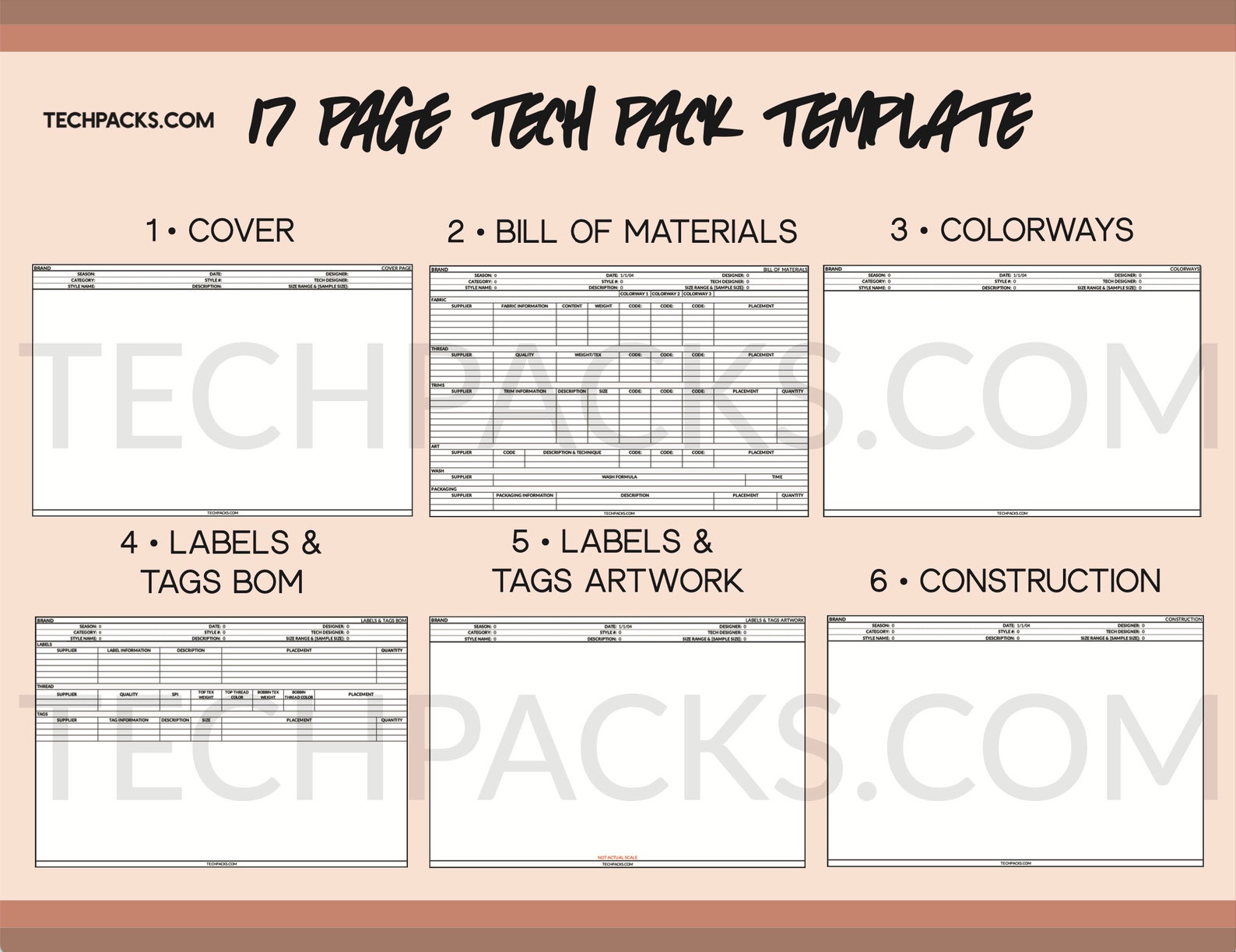 Apparel Tech Pack 17 Page Tech Pack Template Free How to - Etsy